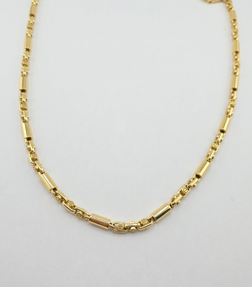 18k Tube & Screw Link 4mm Chain 36.2g – Azadi Jewellery